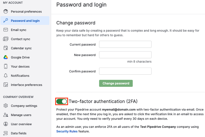 2FA: two-factor authentication - Knowledge Base | Pipedrive